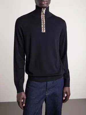 Burberry Wool Half-zip Sweater - Black