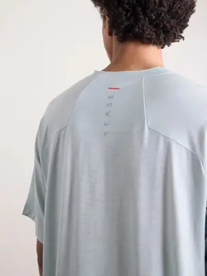 Sease Runner Logo-print Merino Wool T-shirt - Blue