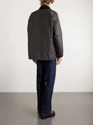 Barbour Waxed Cotton Jacket With Corduroy Collar - Green