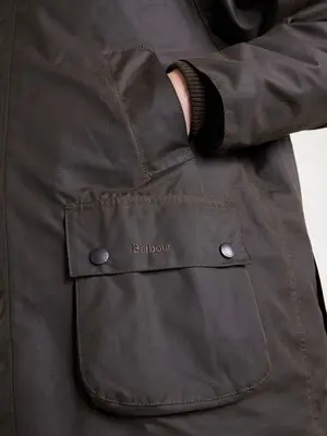 Barbour Waxed Cotton Jacket With Corduroy Collar - Green
