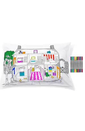 EAT SLEEP DOODLE Color Your Own Pillowcase Decorator - White