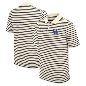 Nike Kentucky Wildcats Primary Logo Striped Dri-fit Polo - Cream