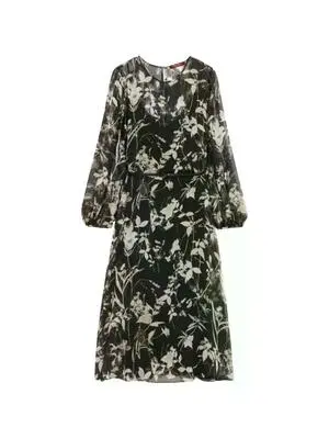 Max Mara Floral Belted Midi Dress
