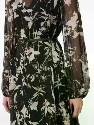 Max Mara Floral Belted Midi Dress