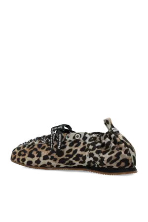 GANNI Animal Print Lace-up Ballerina Flats - Brown