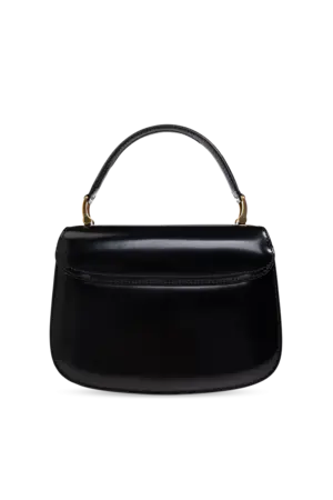 Ami Leather Handbag With Logo - Black