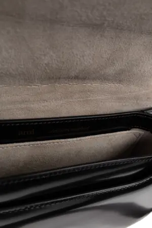 Ami Leather Handbag With Logo - Black