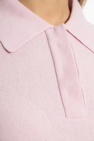 JIL SANDER Wool Long-sleeve Polo - Pink