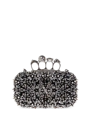 Alexander McQueen Clutch Bag With Crystals And Skull Handle - Black