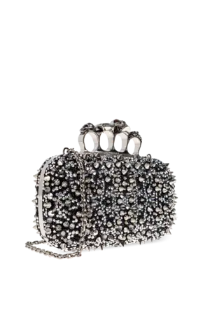 Alexander McQueen Clutch Bag With Crystals And Skull Handle - Black