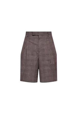 JIL SANDER Wool-linen Blend Checkered Shorts