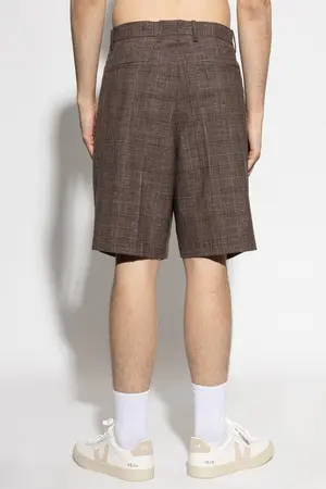 JIL SANDER Wool-linen Blend Checkered Shorts