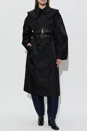 GANNI Coat With Detachable Collar - Black