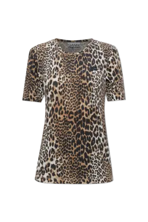 GANNI T-shirt With Patch - Beige