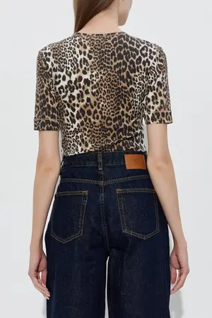 GANNI T-shirt With Patch - Beige