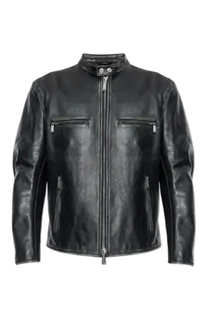 Dsquared2 Leather Jacket With Pockets - Black
