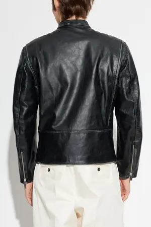 Dsquared2 Leather Jacket With Pockets - Black