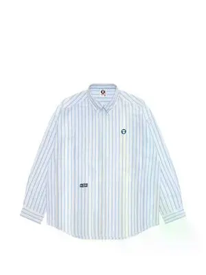AAPE BY *A BATHING APE Striped Cotton Shirt - Blue