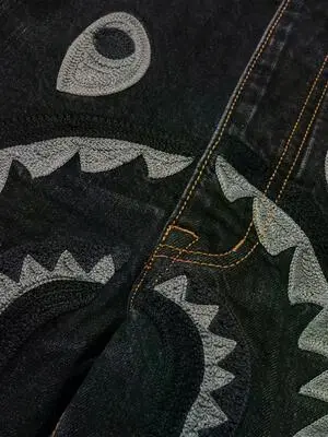 A BATHING APE Shark-appliqué Jeans