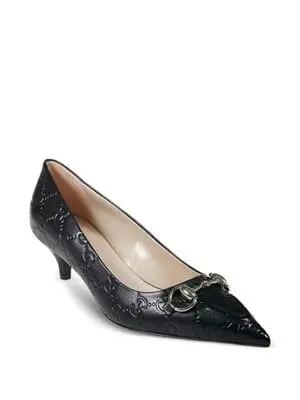 Gucci 45mm Horsebit Heeled Pumps - Black