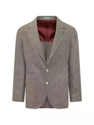 Brunello Cucinelli Houndstooth Linen Blazer