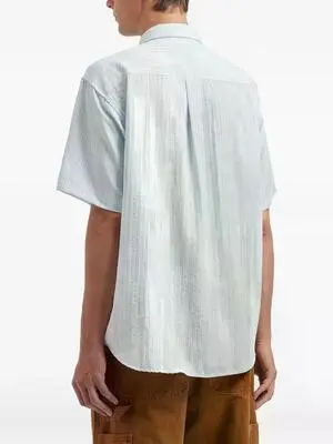FINGERCROXX Striped Embroidered Shirt - Blue