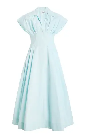 Simkhai Farlow Cotton Faille Midi Dress - Blue