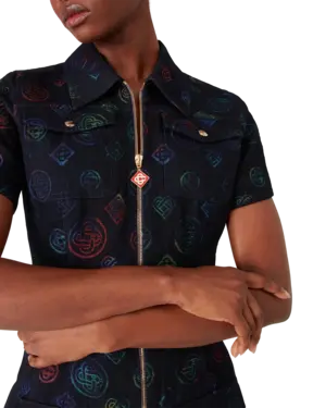 Casablanca Heatmap Monogram Denim Mini Dress
