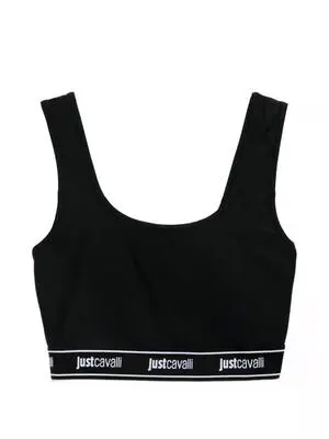 Just Cavalli Cropped Logo Band Top - Black