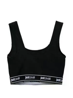 Just Cavalli Cropped Logo Band Top - Black
