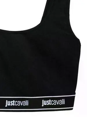 Just Cavalli Cropped Logo Band Top - Black