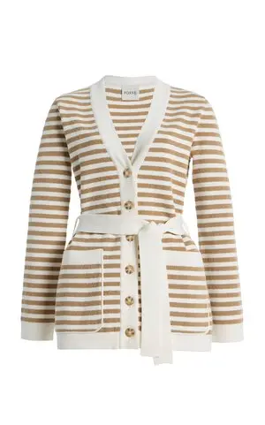 Posse Ari Striped Knit Cardigan - Brown