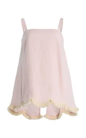 Posse Essie Fringed Linen Top - Pink