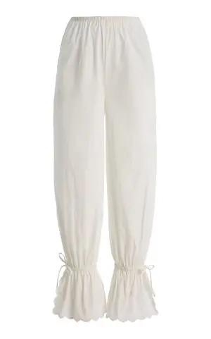 Posse Lois Broderie Anglaise Cotton Balloon Pants - White