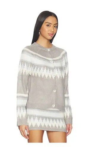 SEROYA Amaya Cardigan - Grey Fairisle