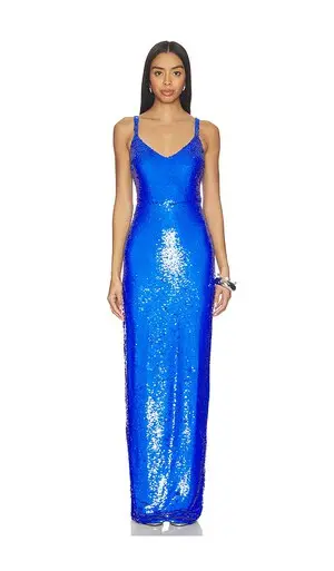 L'Agence Karma Sequin Maxi Dress - Cobalt