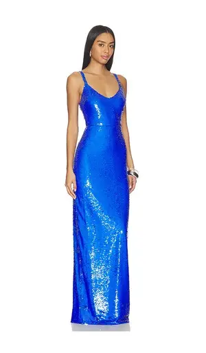 L'Agence Karma Sequin Maxi Dress - Cobalt