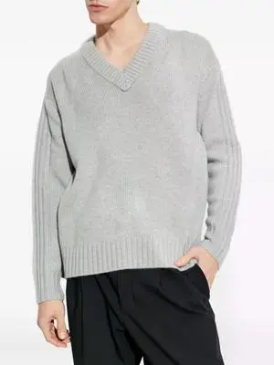 LISA YANG Dan V-neck Knitted Sweater - Grey