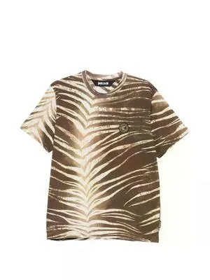 Just Cavalli Animal-print Logo-patch T-shirt - Brown