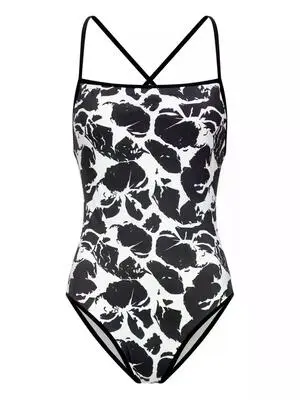 Loulou De Saison Korkem Cross-strap Printed Swimsuit - Black