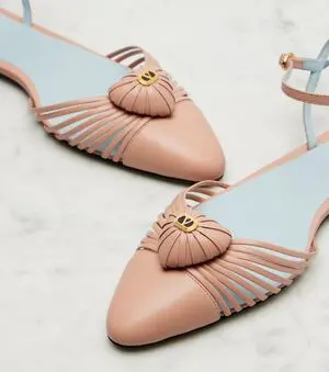 Valentino Garavani Royal Vlogo Leather Flats - Pink