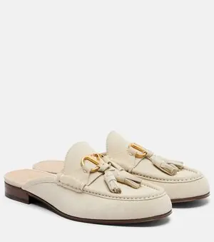Valentino Garavani Vlogo Suede Mules - Beige