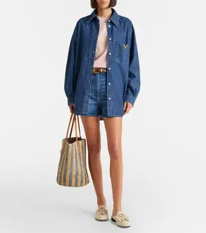 Valentino Garavani Vlogo Suede Mules - Beige