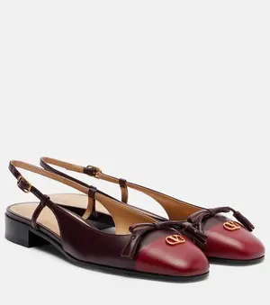Valentino Garavani Valet Du Roi Leather Slingback Ballet Flats - Burgundy