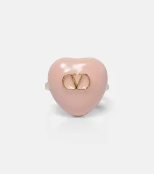 Valentino Garavani Vlogo Enamel Heart Ring - Pink