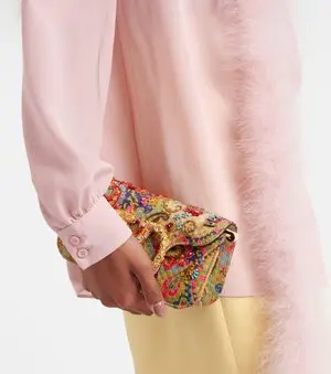 Valentino Garavani Feather-trimmed Silk Shirt - Pink