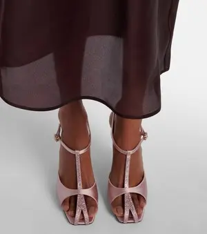 HERBERT LEVINE Embellished Satin Sandals - Pink