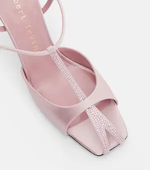 HERBERT LEVINE Embellished Satin Sandals - Pink