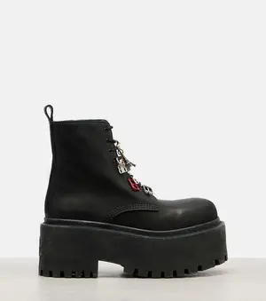 Balenciaga Embellished Leather Platform Combat Boots