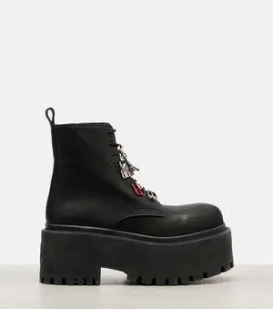 Balenciaga Embellished Leather Platform Combat Boots